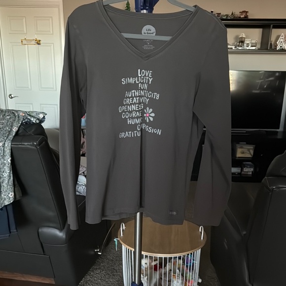 Life Is Good | Tops | Life Is Good Womens Charcoal Long Sleeve Top Size ...